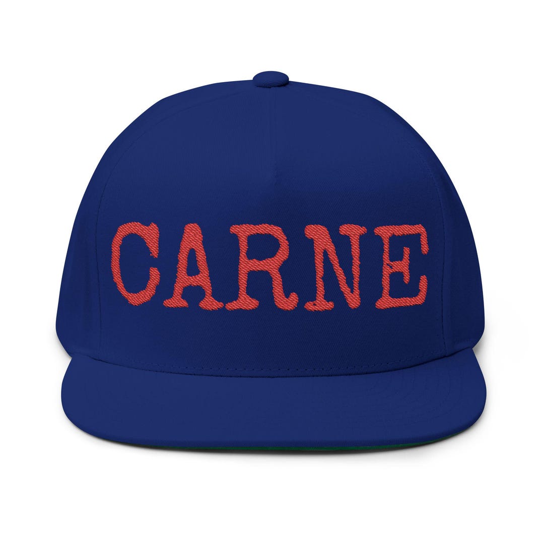 Carnivore "carne" Red Embroidered Flat Bill Cap | Cool Meat Lovers Hat ...