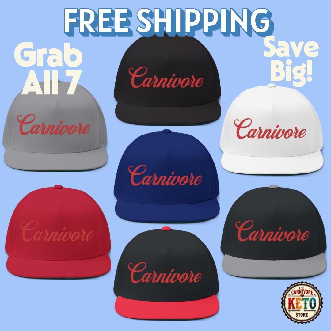 CARNIVORE Embroidered Flat Bill Cap | Cool Meat Lovers Hat, Grillers ...