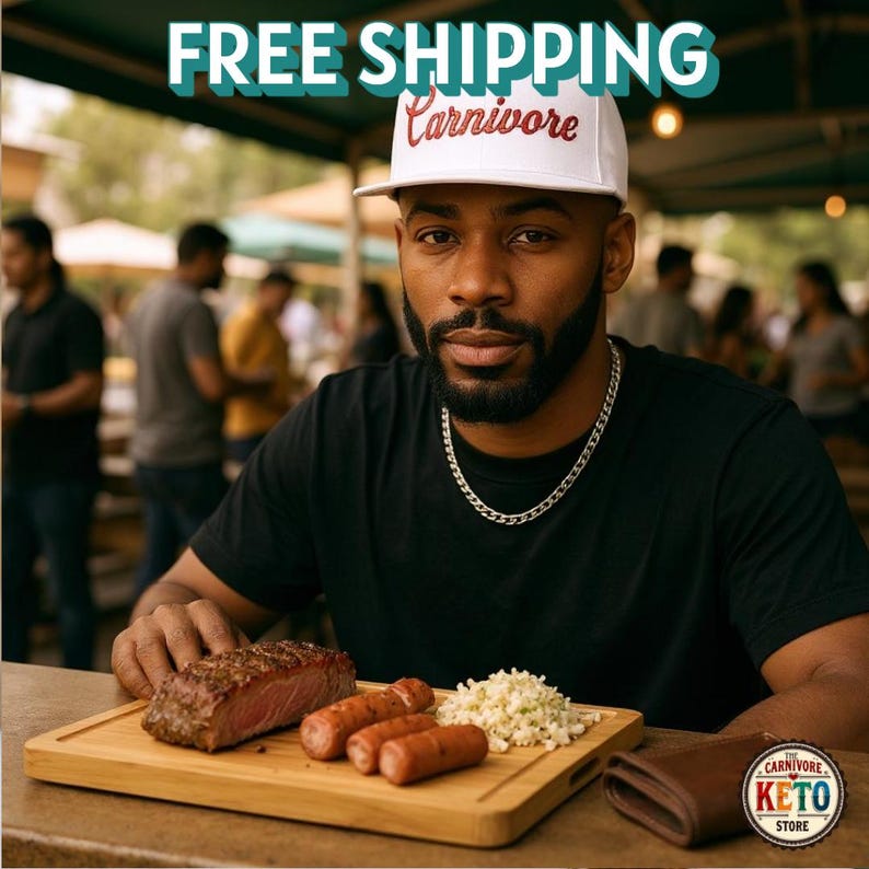 CARNIVORE Embroidered Flat Bill Cap | Cool Meat Lovers Hat, Grillers ...