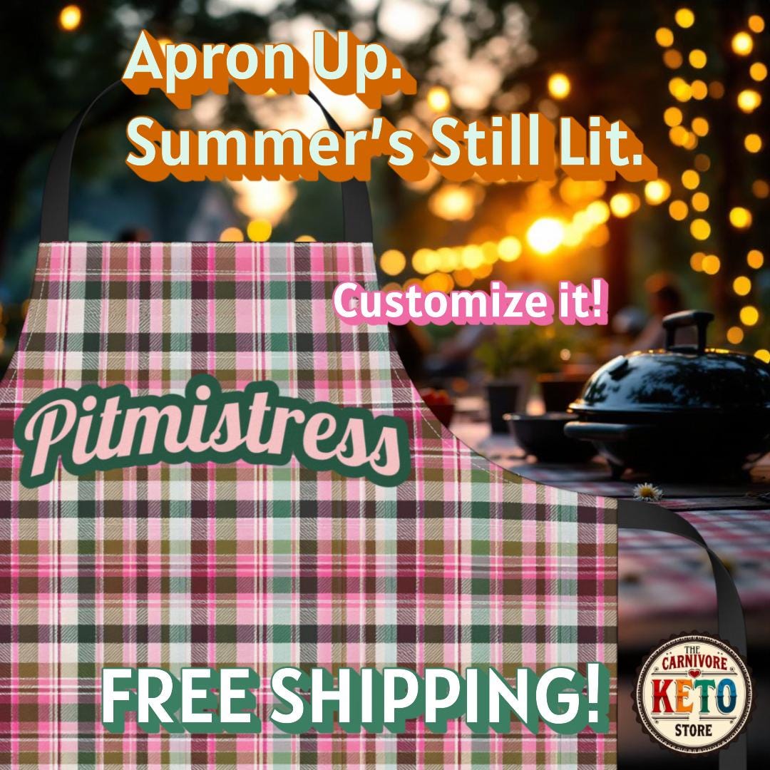 Pitmistress Plaid Apron | Carnivore Fun Meat Lovers, BBQ Parties, Cook ...
