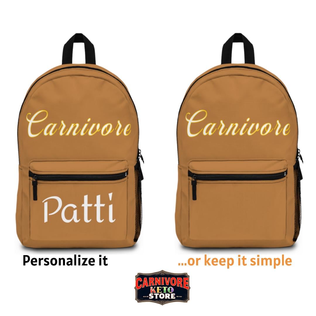 CARNIVORE Gold Cursive Custom Backpack | Carnivore Lifestyle Lit Casual ...
