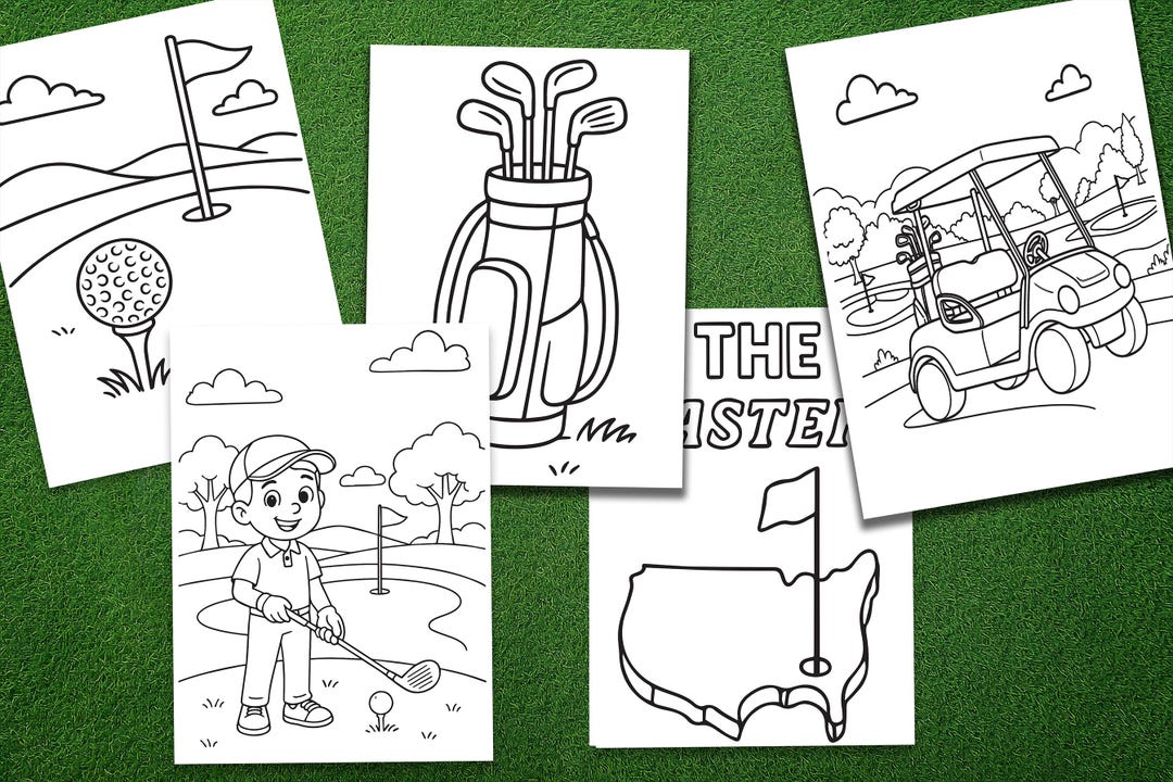 Golf Coloring Pages for Kids • Golf Cart • Golfer • Golf Bag • Fun ...