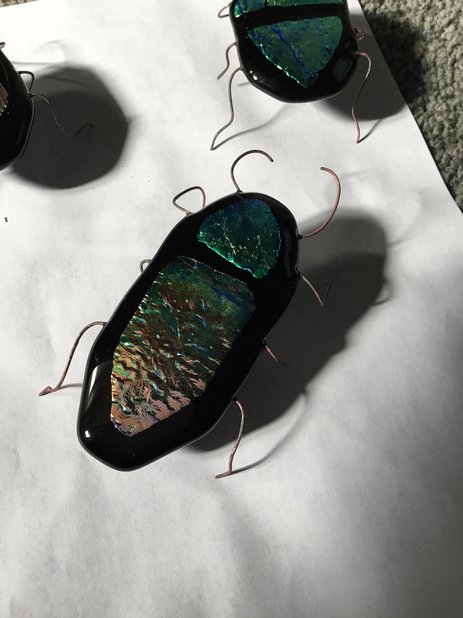 Dichroic Fused Glass Bugs With Copper Wire Legs, Plant Decor - Etsy