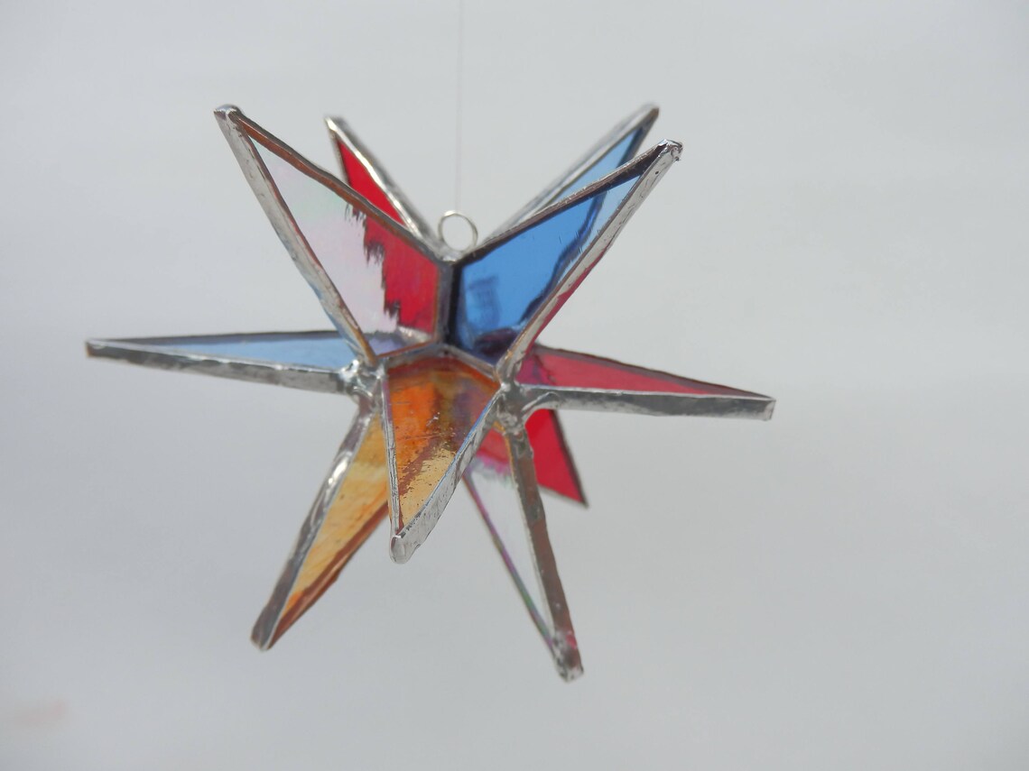 Regular Sized Twelve Pointed Star Multi Colored Hanging | Etsy