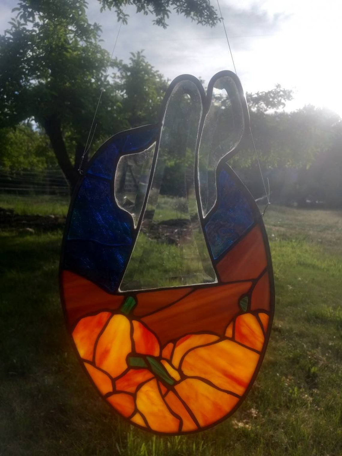 Ghost Bevel With Pumpkins - Etsy