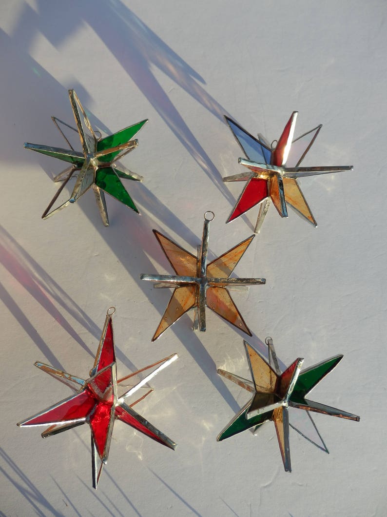 Regular Sized Twelve Pointed Star Multi Colored Hanging Christmas Tree ...
