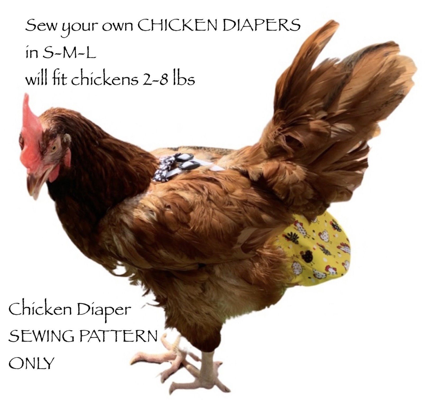 Chicken Diaper Sewing Pattern: Three Sizes S-M-L (PDF Pattern) - Etsy