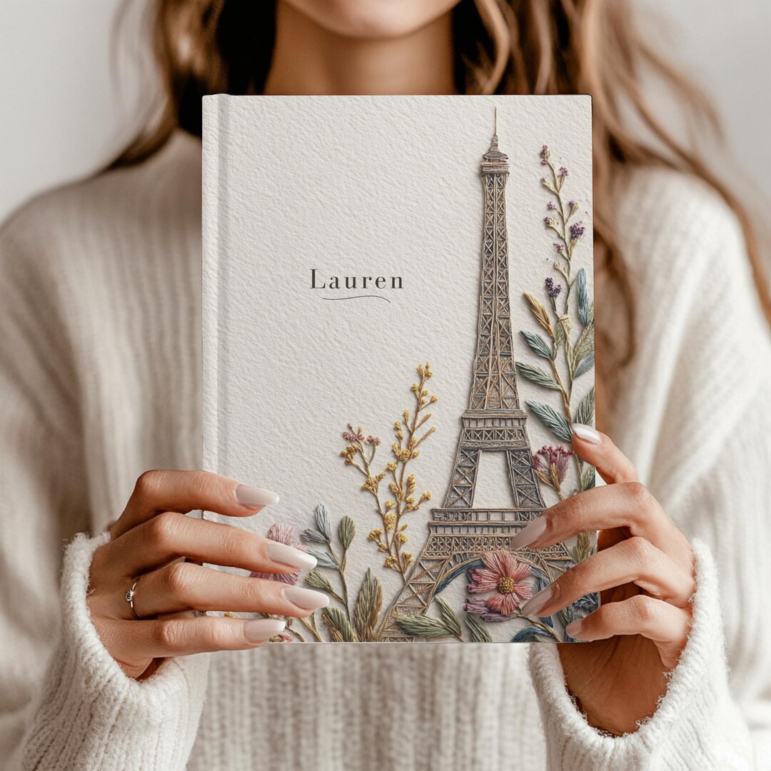 Embroidered Paris Journal Design Personalized Notebook Travel Journal ...