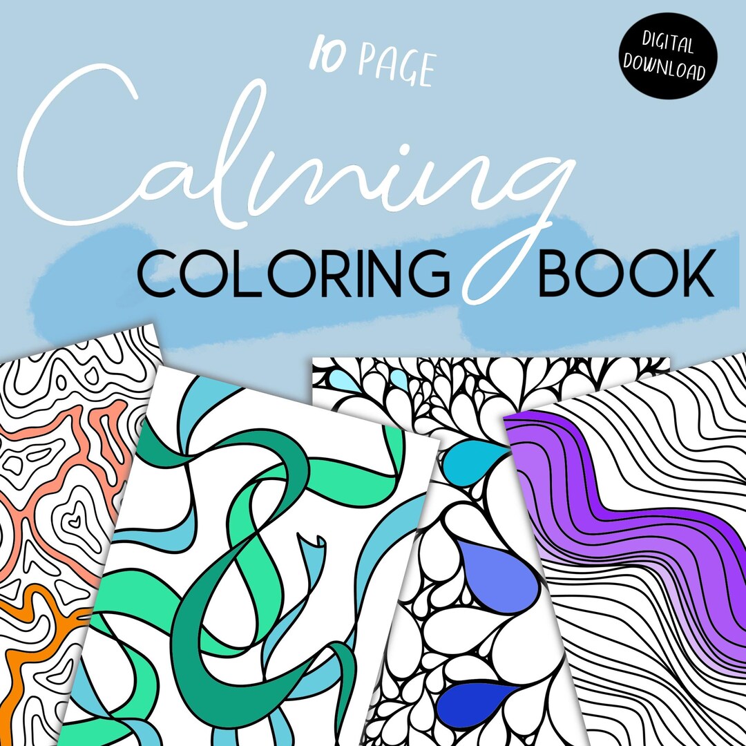Calming Coloring Book – 10 Printable Pages for Stress Relief ...
