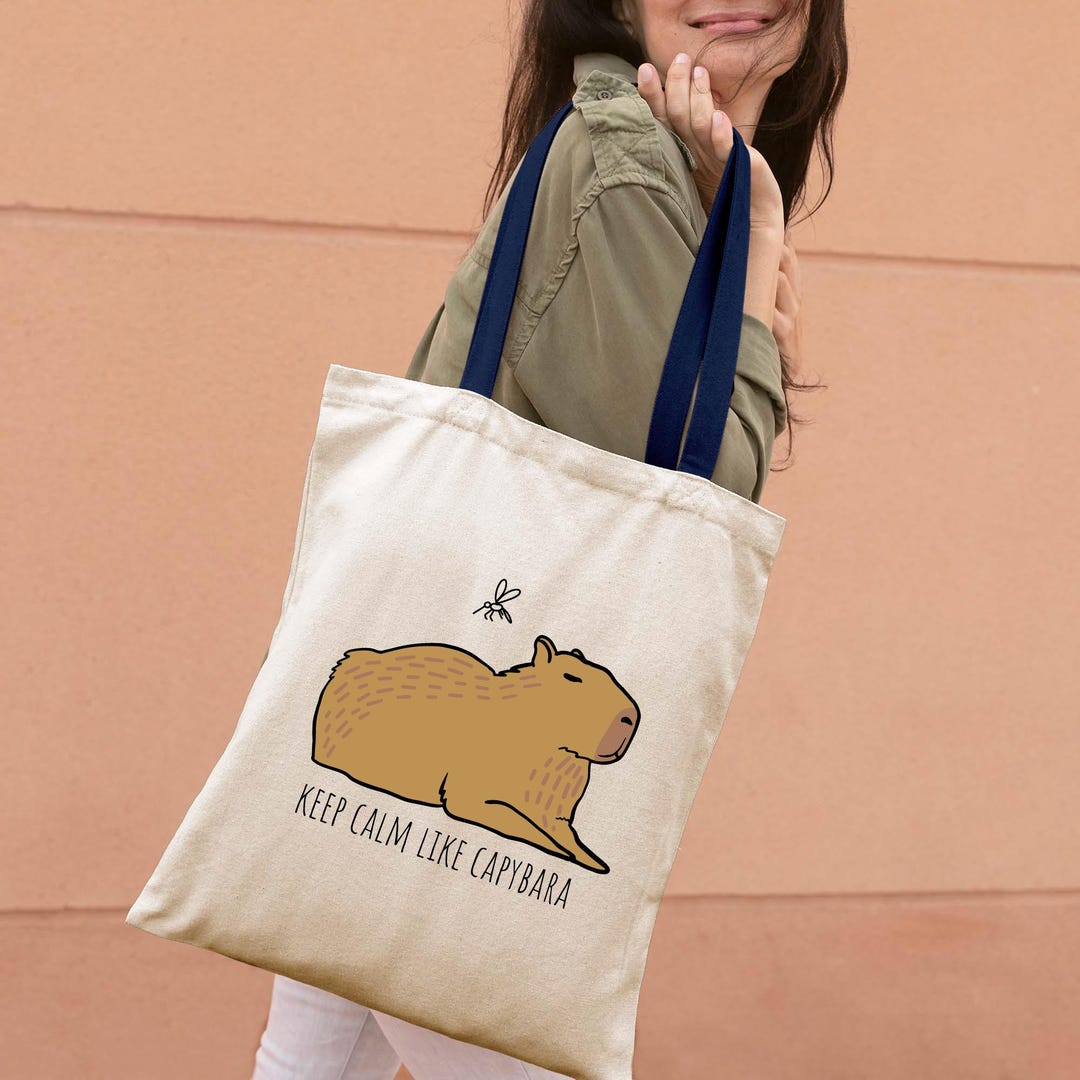 Capybara Tote Bag – Funny Animal Shopper, Cute Wildlife Gift, Reusable ...