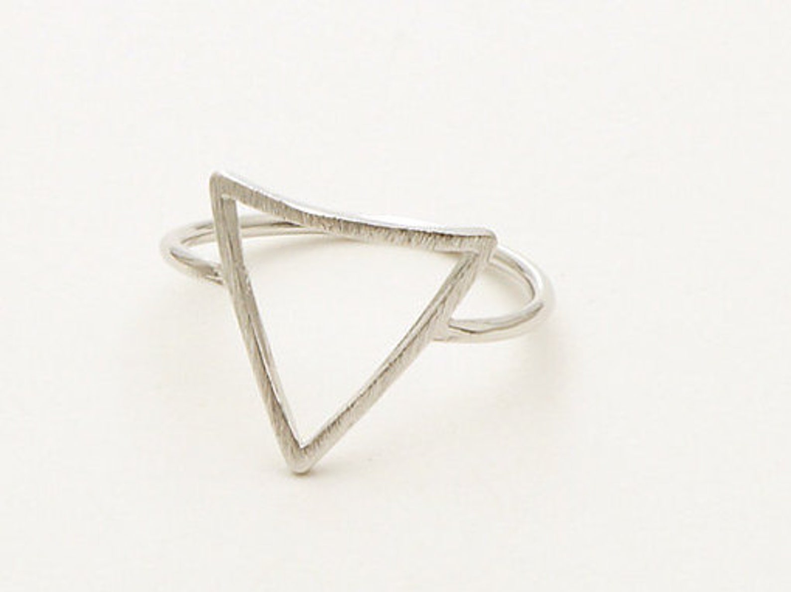 Sterling Silver Triangle Ring. Hammered Texture Open Triangle Ring ...