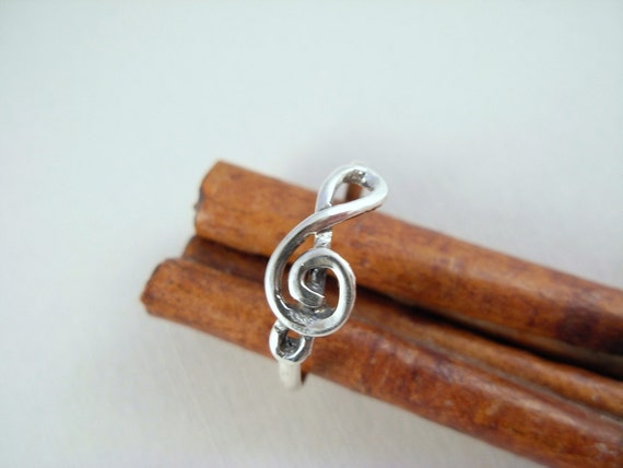 Silver Ring Treble Clef Music Note Music Ring Elenade | Etsy