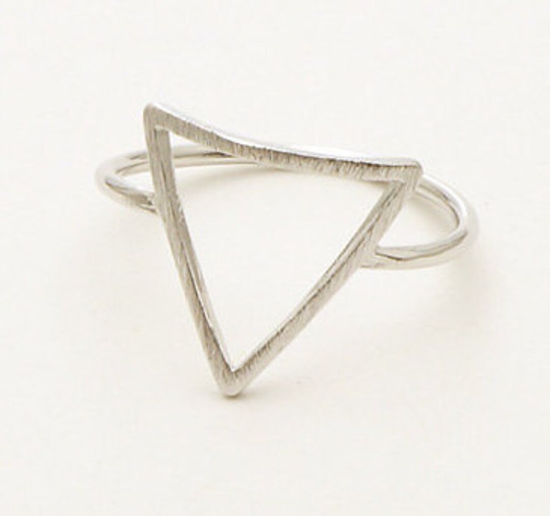 Sterling Silver Triangle Ring. Hammered Texture Open Triangle Ring ...