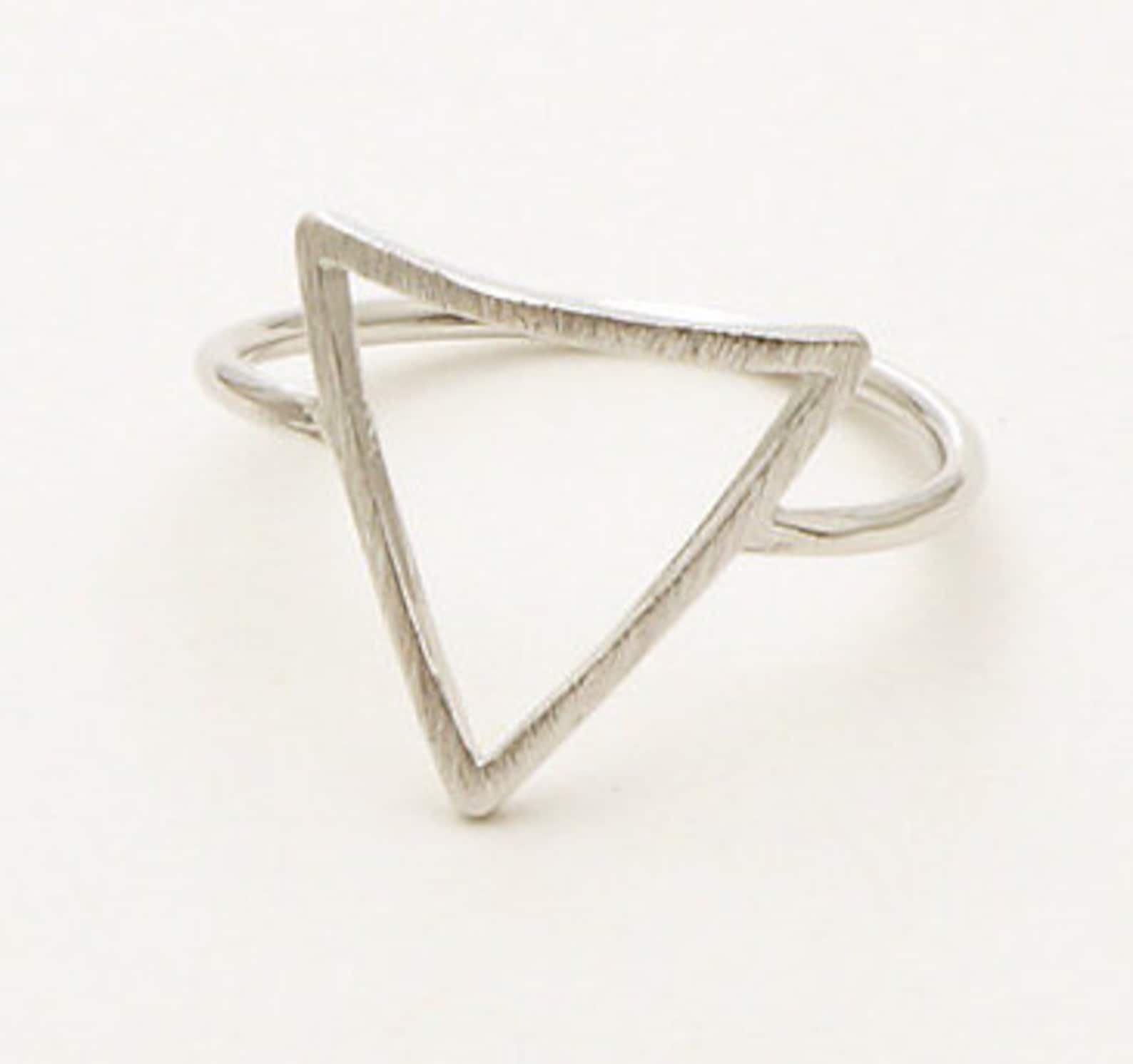 Sterling Silver Triangle Ring. Hammered Texture Open Triangle Ring ...