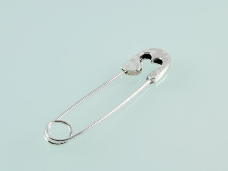 Sterling Silver Safety Pin Brooch with Heart.Good Luck. | Etsy