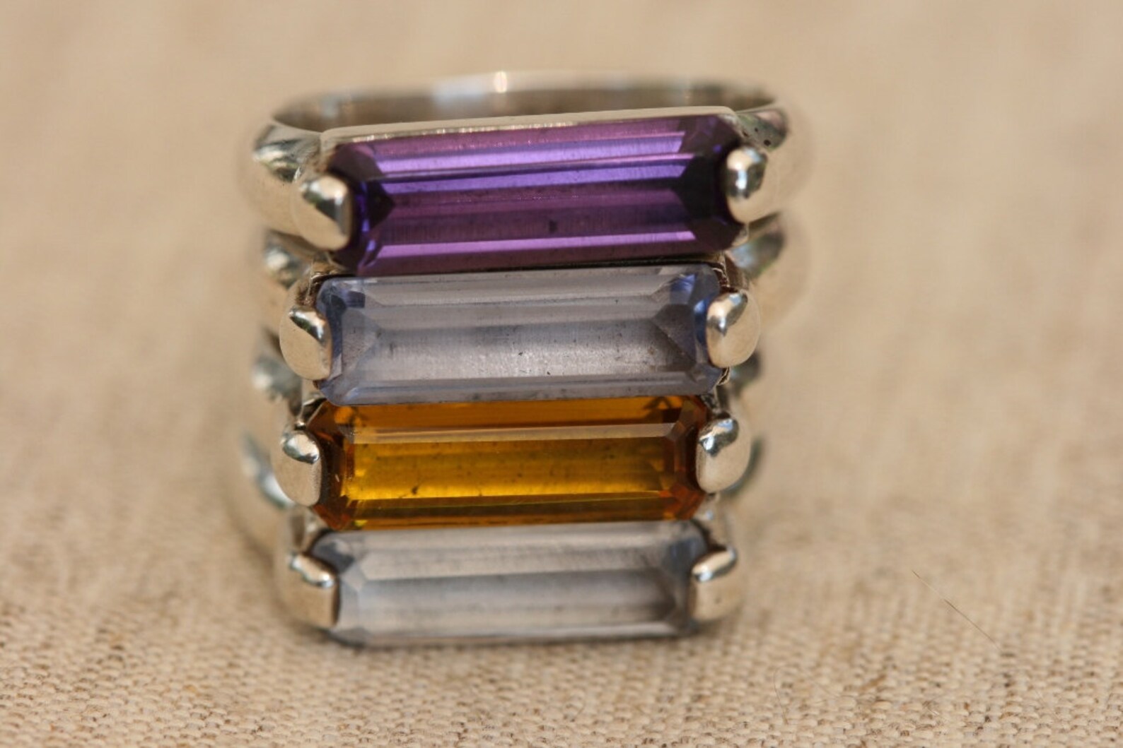 Silver Ring Purple Stone Ring Birthstone Ring Fine Silver | Etsy