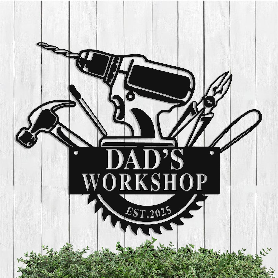 Custom Metal Garage Sign: Personalized Dad Gift, Workshop Sign ...