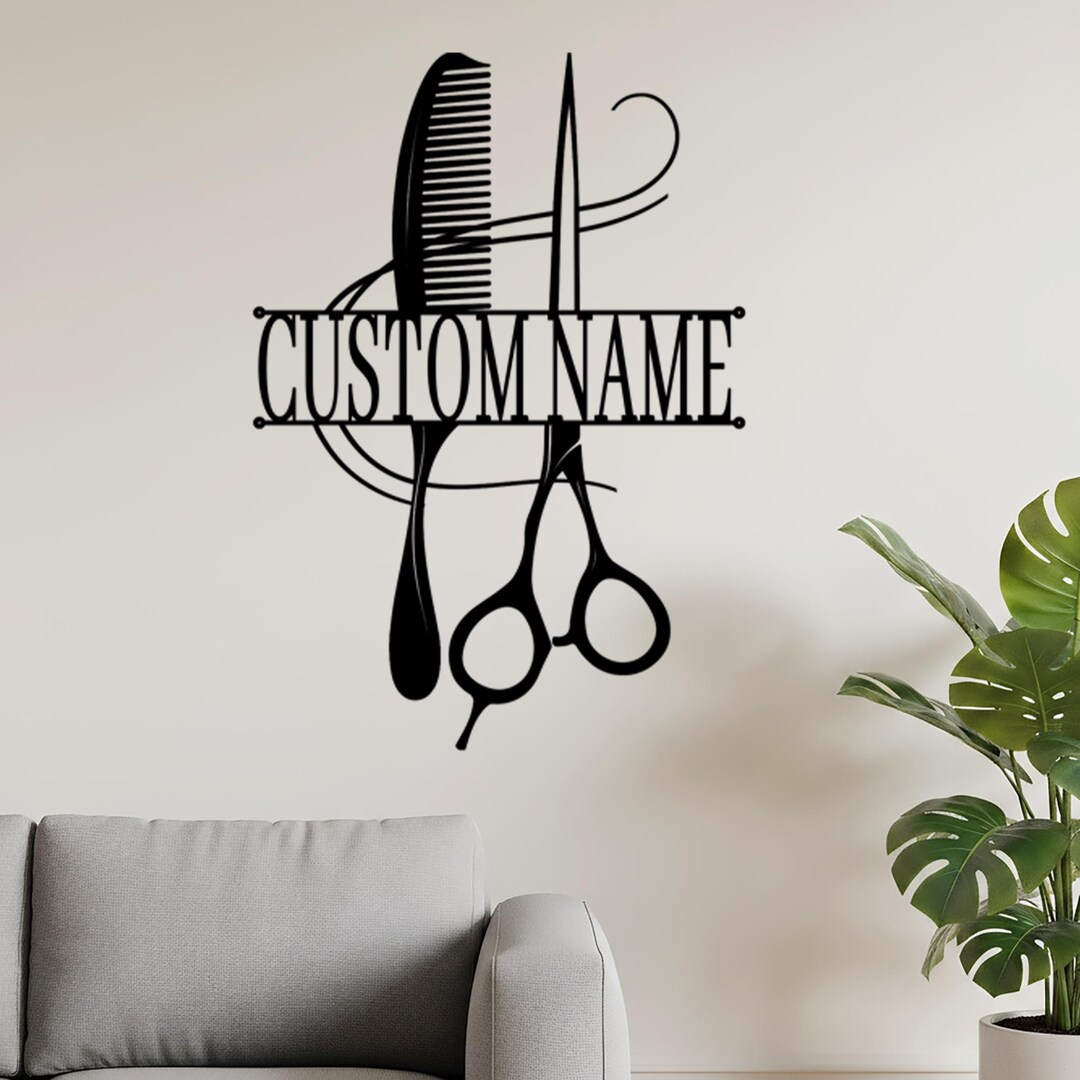 Custom Barber Shop Metal Wall Art Metal Beauty Salon Sign Personalized ...