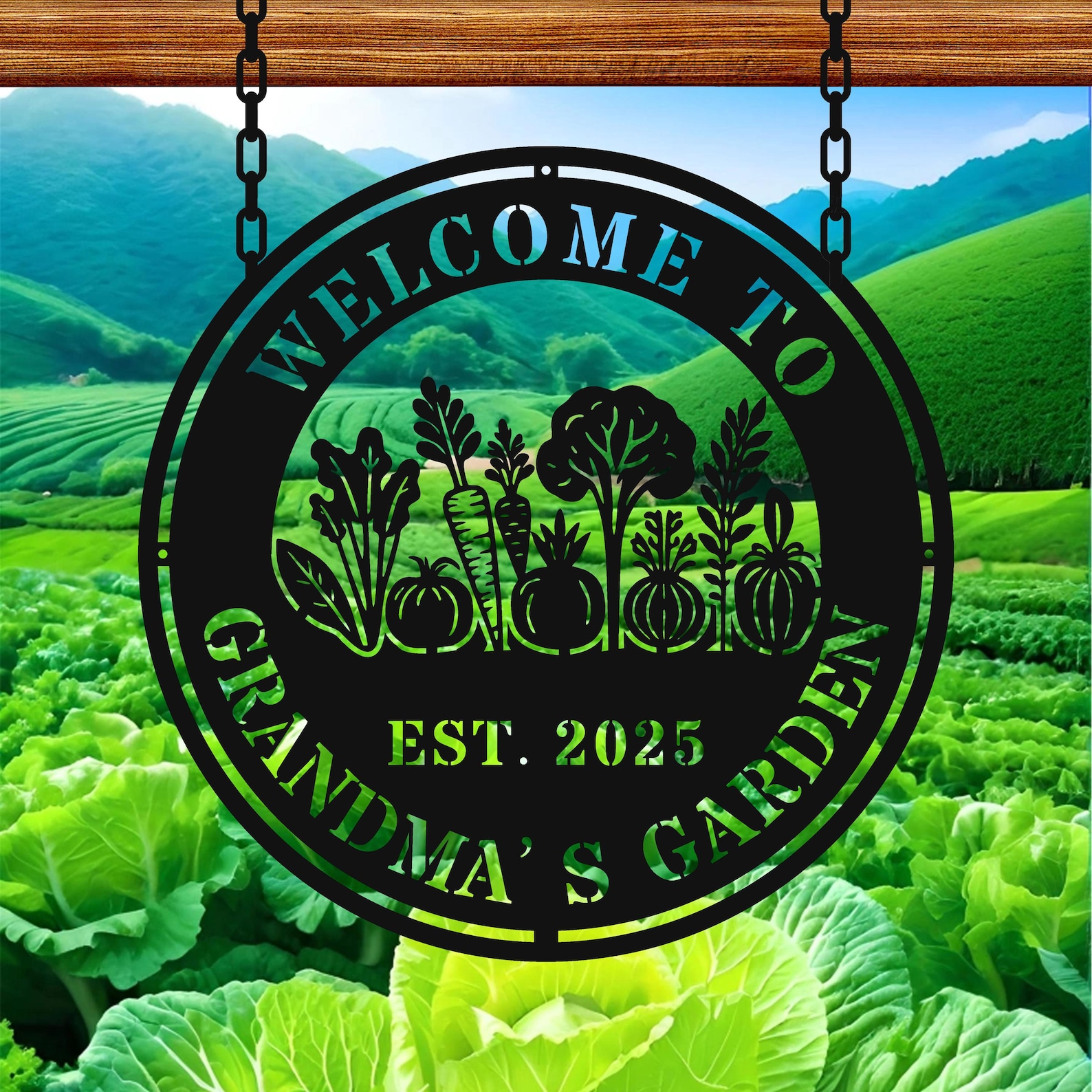 Custom Metal Vegetable Garden Sign: Personalized Farm Hanging Plaque ...