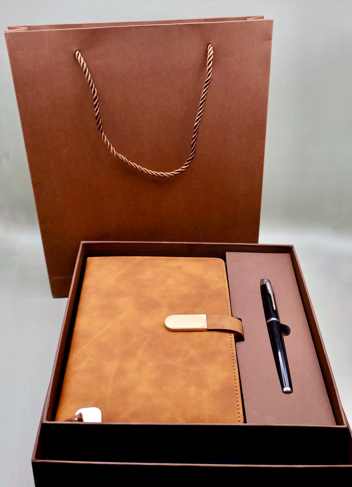Personalized Vegan Leather Notebook Gift Set – Pen & Gift Box, Bag – Elegant Writing Journal for ...