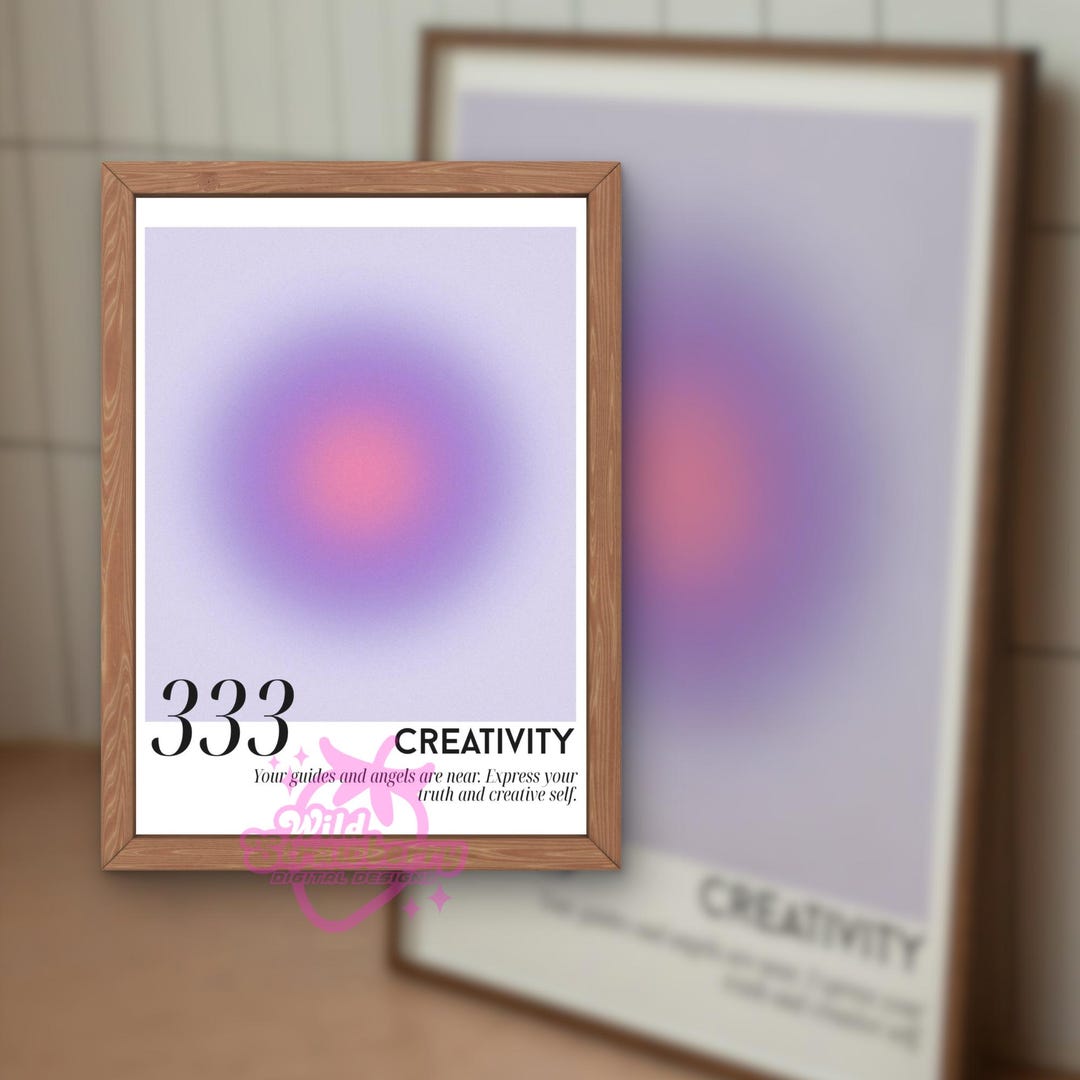 Angel Number 333 Aura Poster – Spiritual Digital Wall Art With Meaning ...