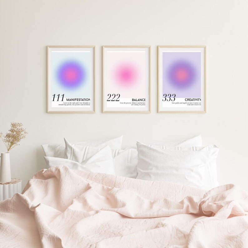 Angel Number 333 Aura Poster – Spiritual Digital Wall Art With Meaning ...