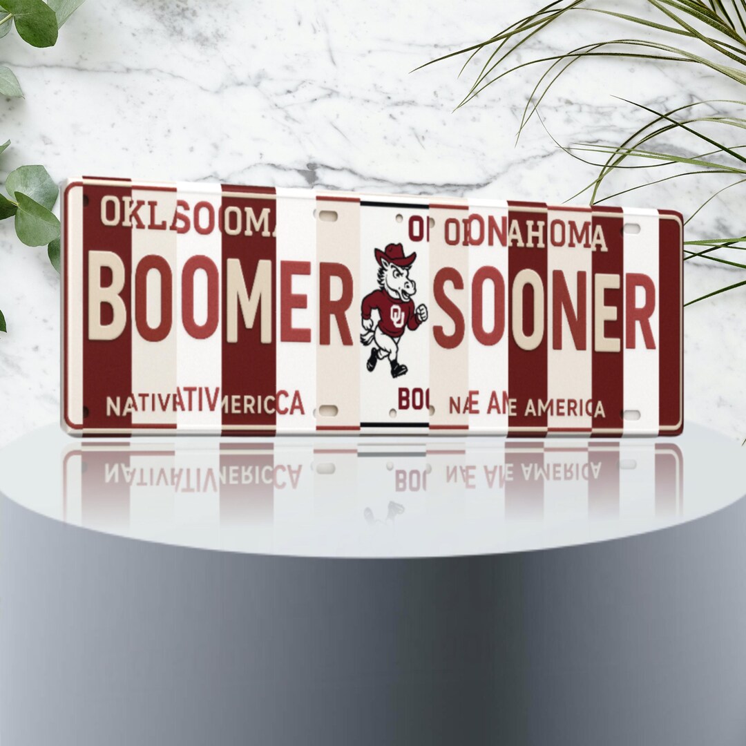 Boomer Sooner License Plate Sign – oklahoma Sooners Metal Wall Art ...