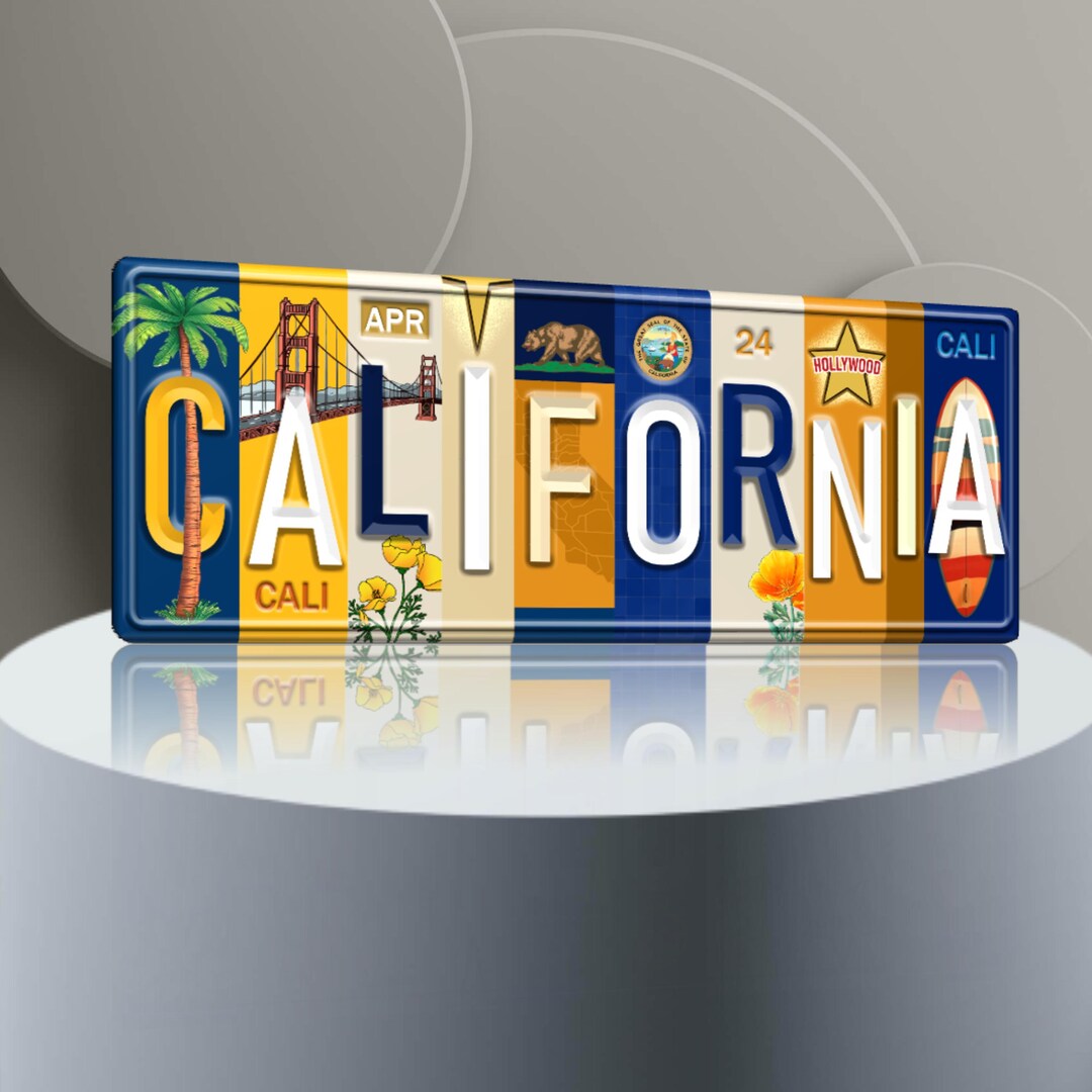 California License Plate Collage Sign, 16x6 Golden State Metal Wall Art ...