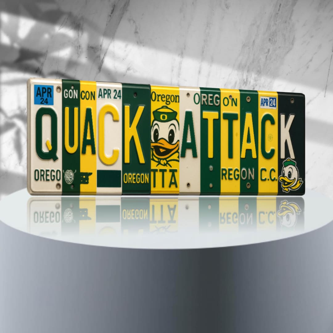 Quack attack License Plate Sign – oregon Ducks Metal Wall Art | green ...