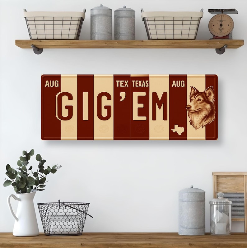 Gig 'em Texas Aggies Aluminum Sign, Aggie Man Cave Decor (16x6) - Etsy