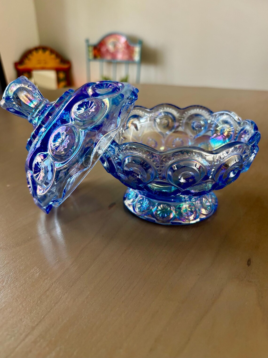 Vintage Weishar Indigo Moon and Stars Candy Dish - Etsy