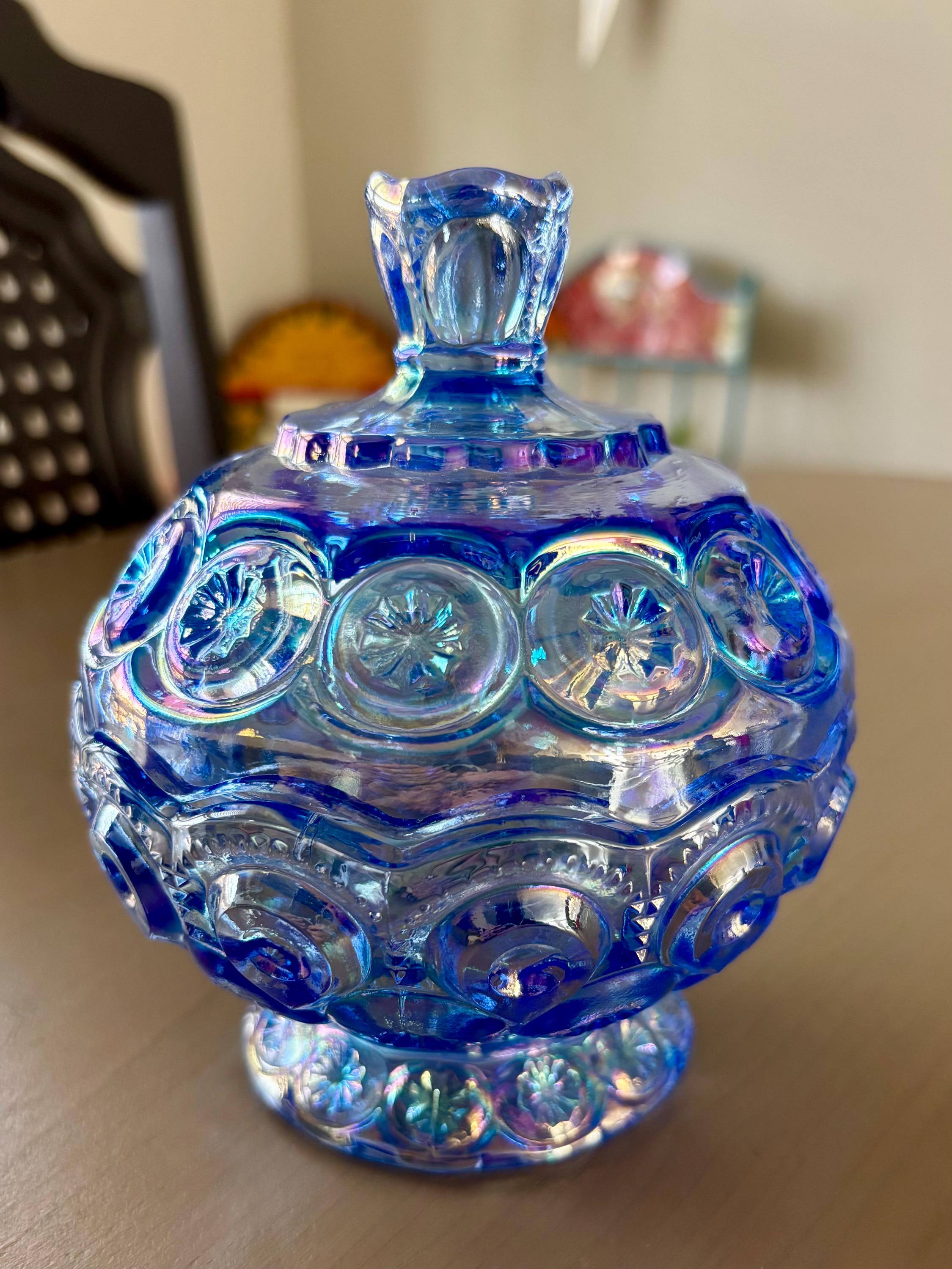 Vintage Weishar Indigo Moon and Stars Candy Dish - Etsy