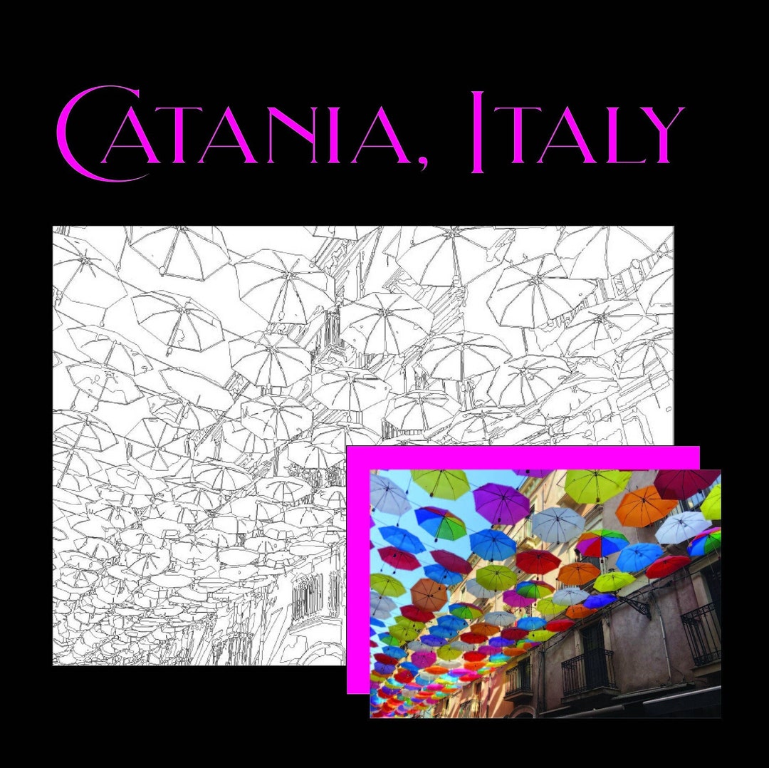Umbrella Art in Catania, Sicily, Italy, Downloadable Colouring Page ...