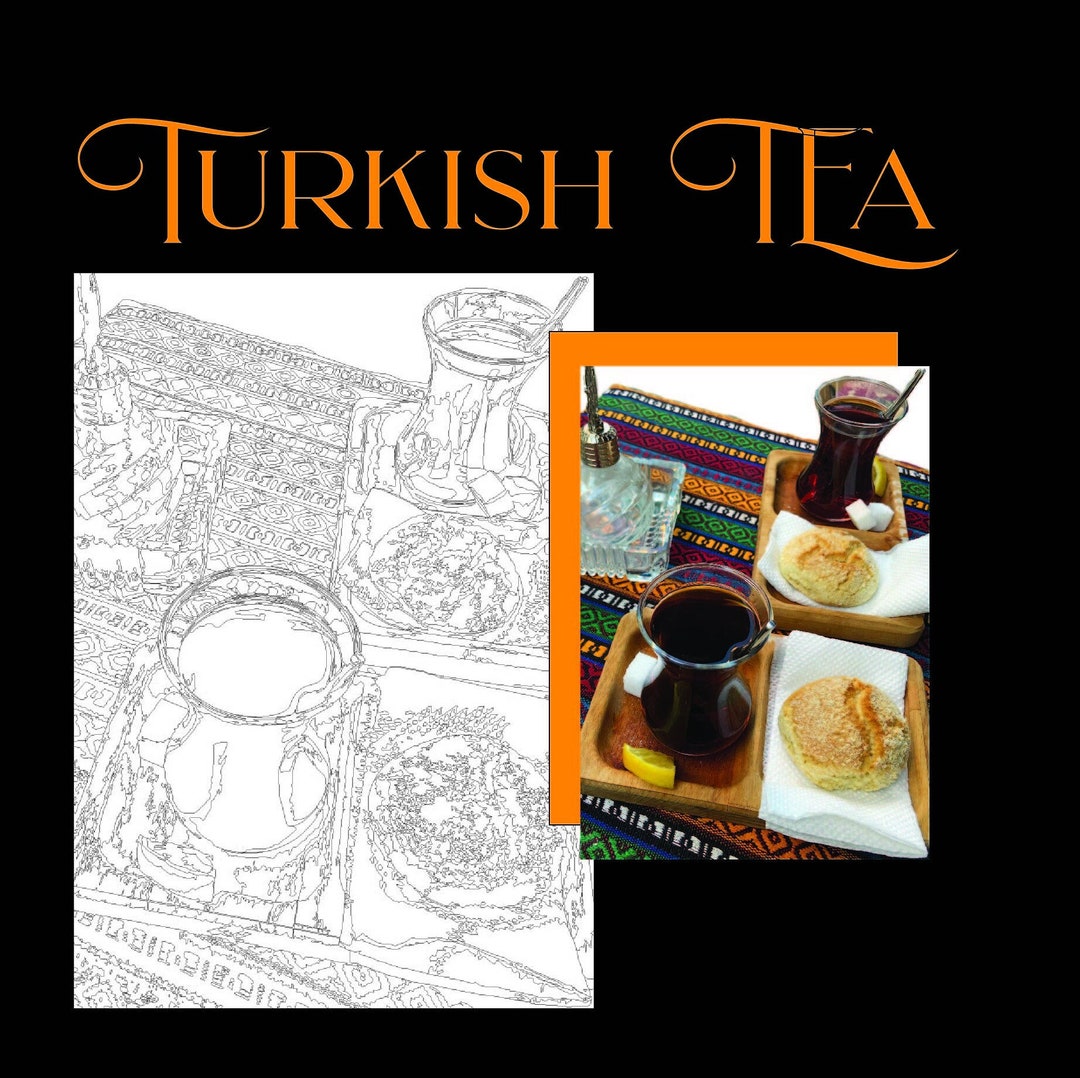 Turkish Tea and Sweets, Downloadable Colouring Page - Travel and ...