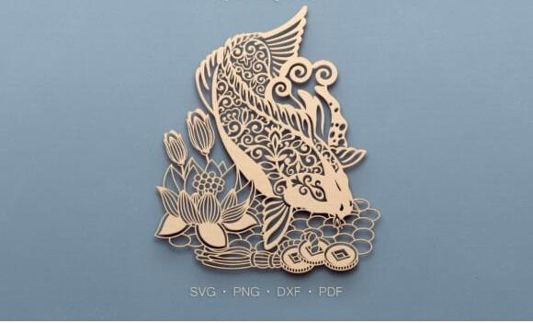 Koi Fish Mandala Laser Cut File | 3D Layered Zen Design (SVG, DXF) - Etsy