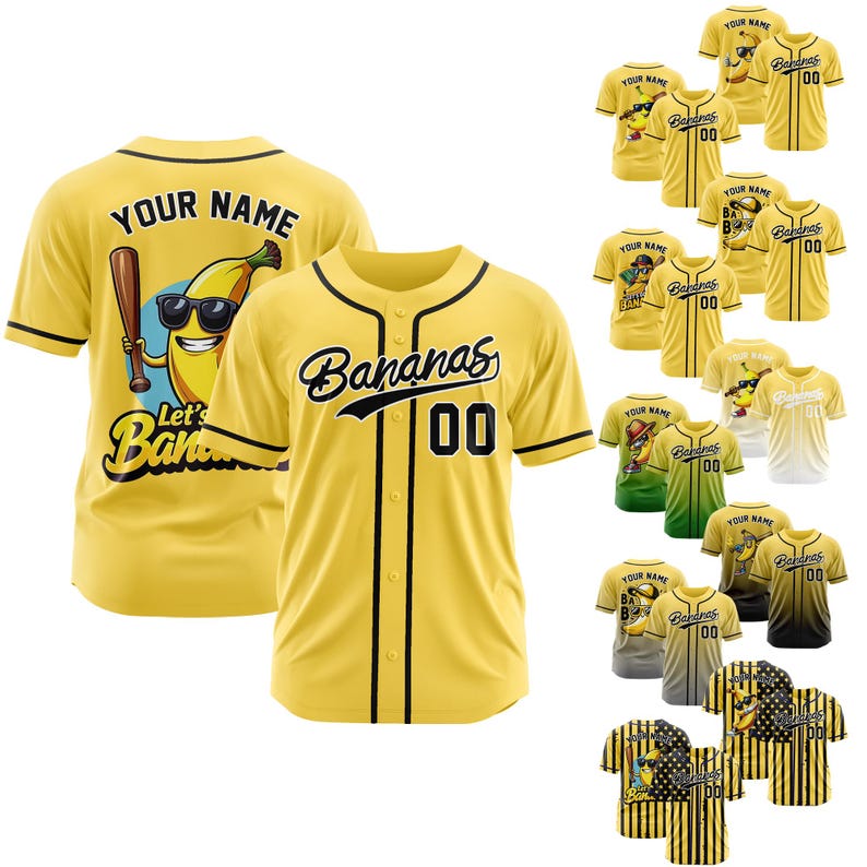 Custom Funny Banana Baseball Jersey, Let's Go Bananas Shirt for ...
