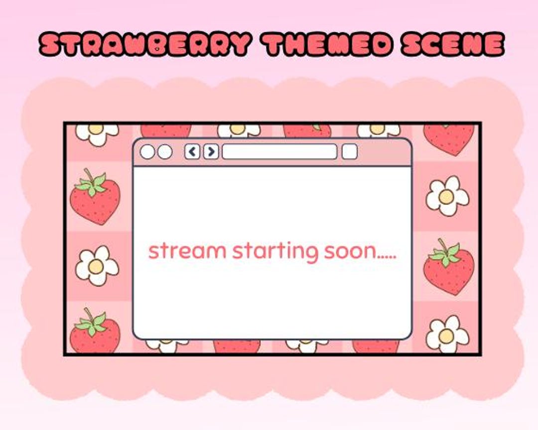 Cute Strawberry Themed Twitch Overlay Pack Animated | Cute Pastel ...