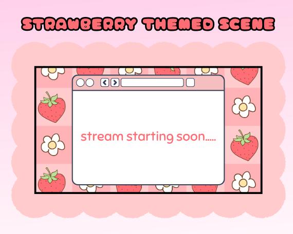 Cute Strawberry Themed Twitch Overlay Pack Animated | Cute Pastel ...