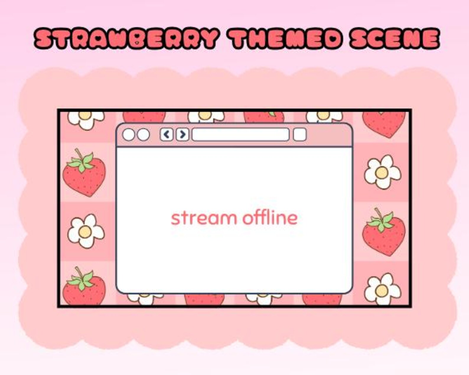 Cute Strawberry Themed Twitch Overlay Pack Animated | Cute Pastel ...