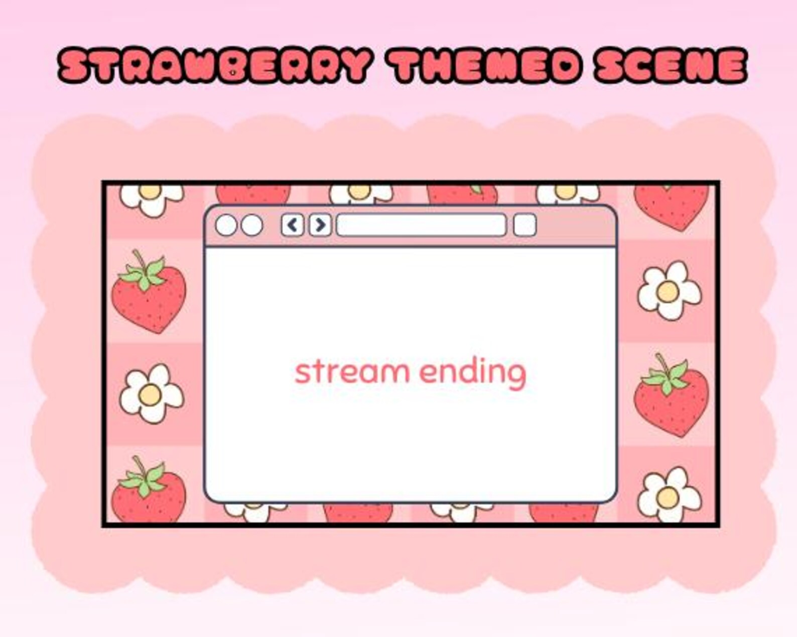 Cute Strawberry Themed Twitch Overlay Pack Animated | Cute Pastel ...