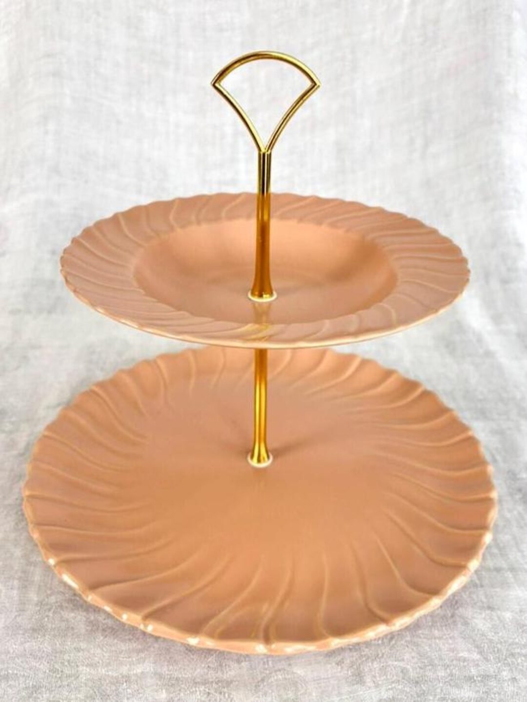 2-tier Vintage Coral Beige Franciscan Coronado Cake, Cookie, Dessert &r ...