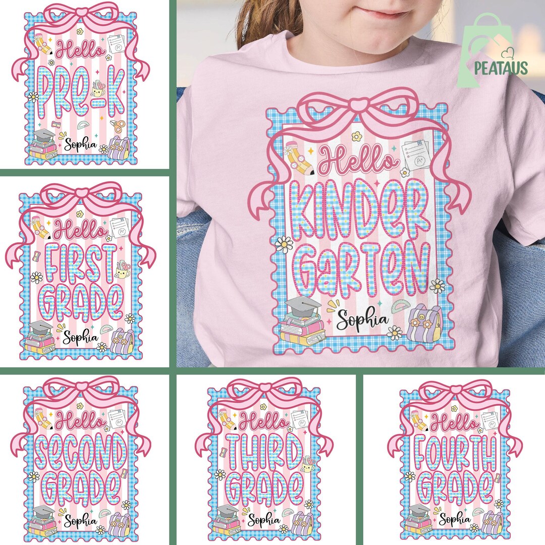 Hello Back to School Shirt, Kindergarten Shirt, Custom Kids Name First ...