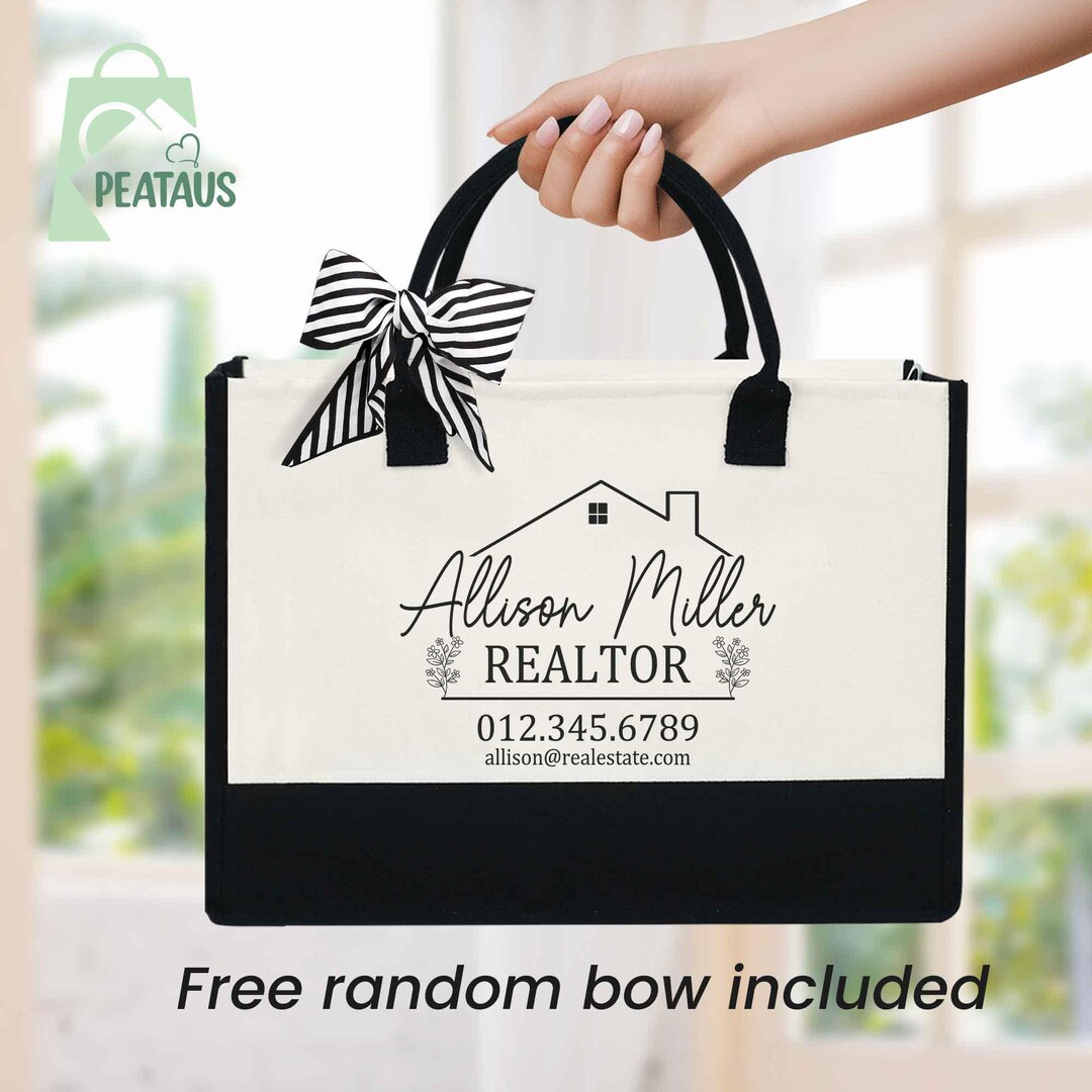 Realtor Tote Bag, Custom Real Estate Agent Gift, Business Tote Bag ...