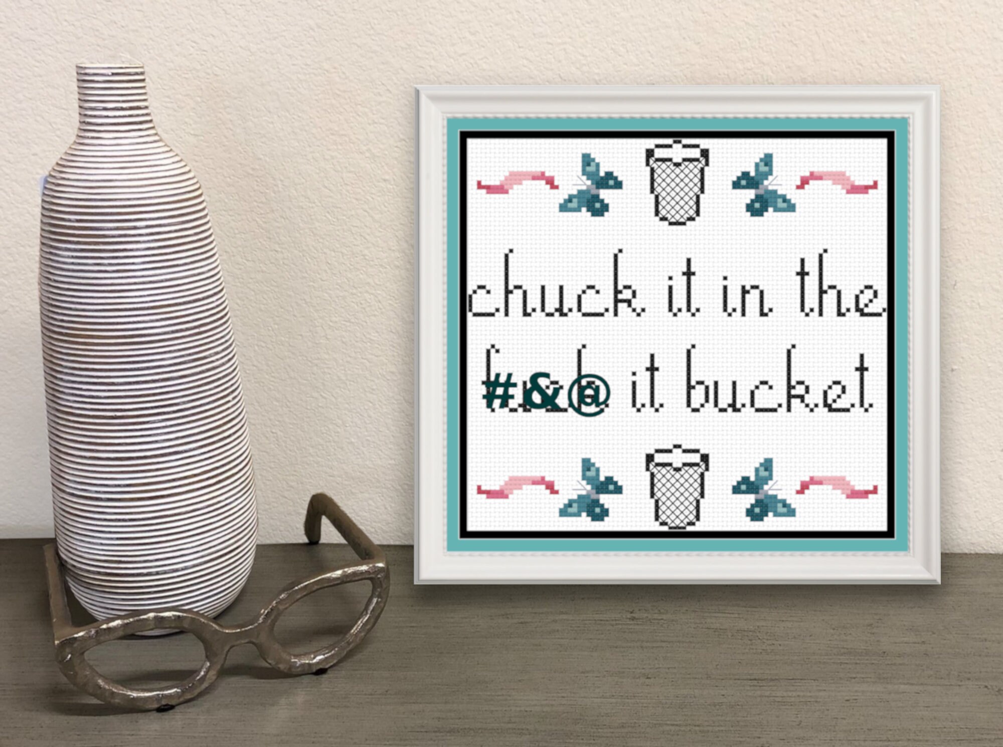 Chuck It Bucket Cross Stitch - Etsy