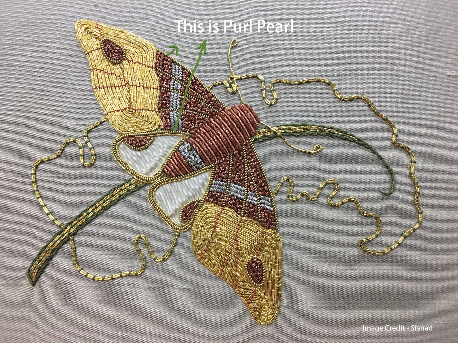 Purl Pearl in Amiral Blue Color Old Gold and Chocolate Color, French ...