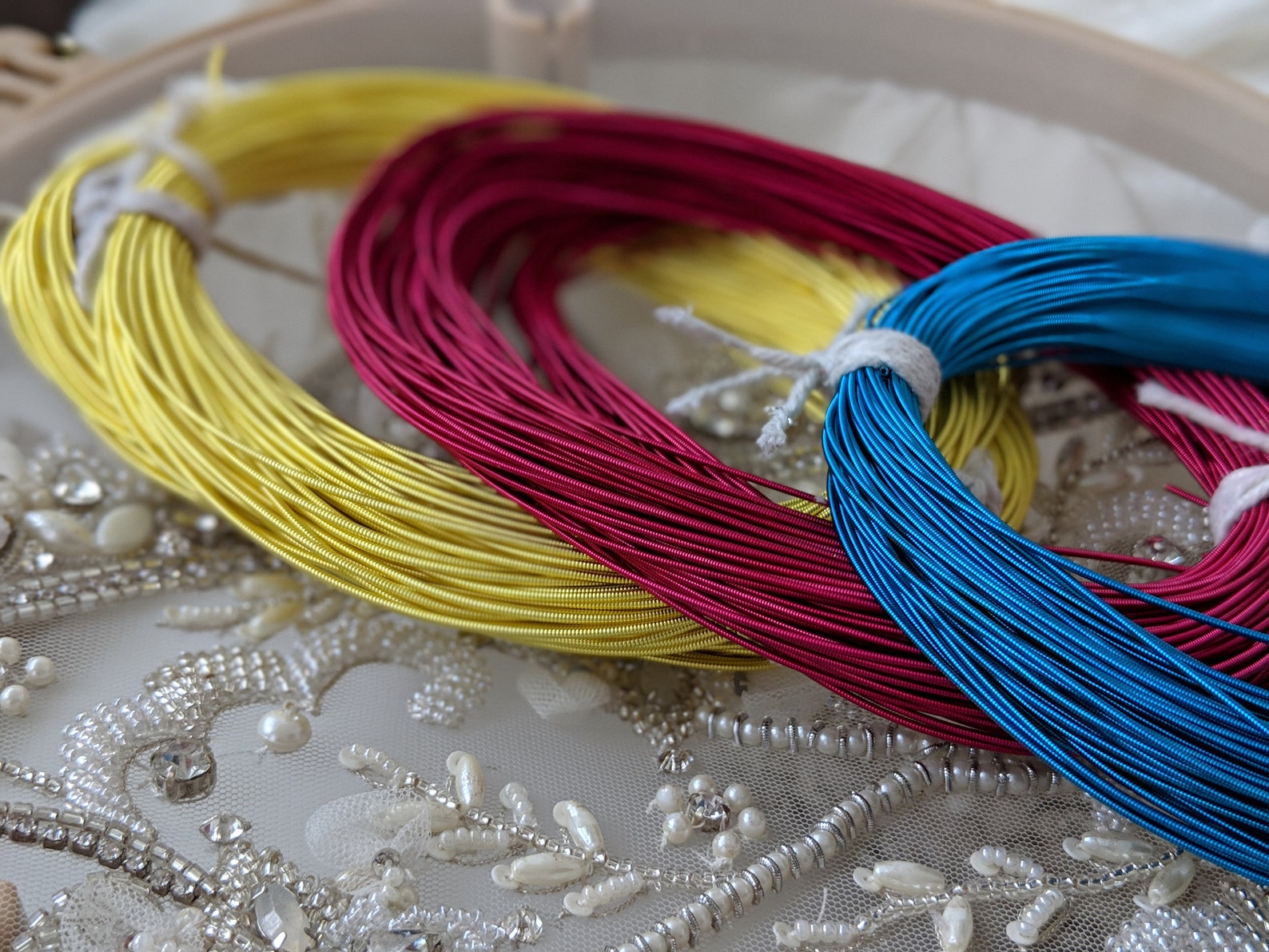 Purl Pearl, Stiff Gimp Wire/french Wire for Tambour Goldwork, Blue Gilt ...