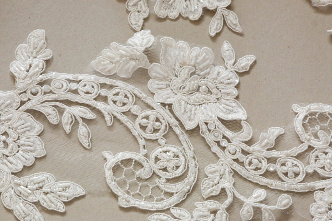 Large Ivory Bridal Lace Applique Appset-033 | Etsy