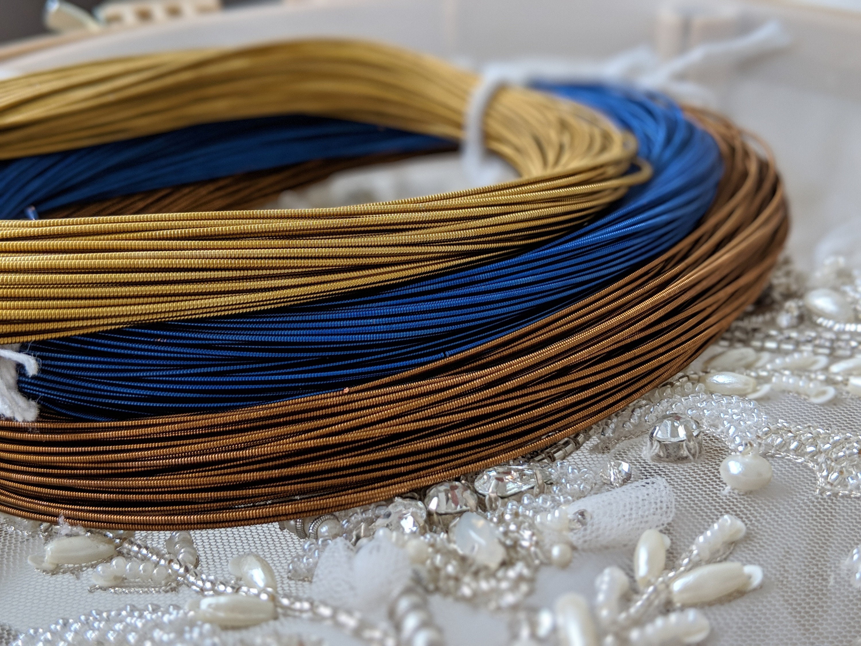 Purl Pearl in Amiral Blue Color Old Gold and Chocolate Color | Etsy