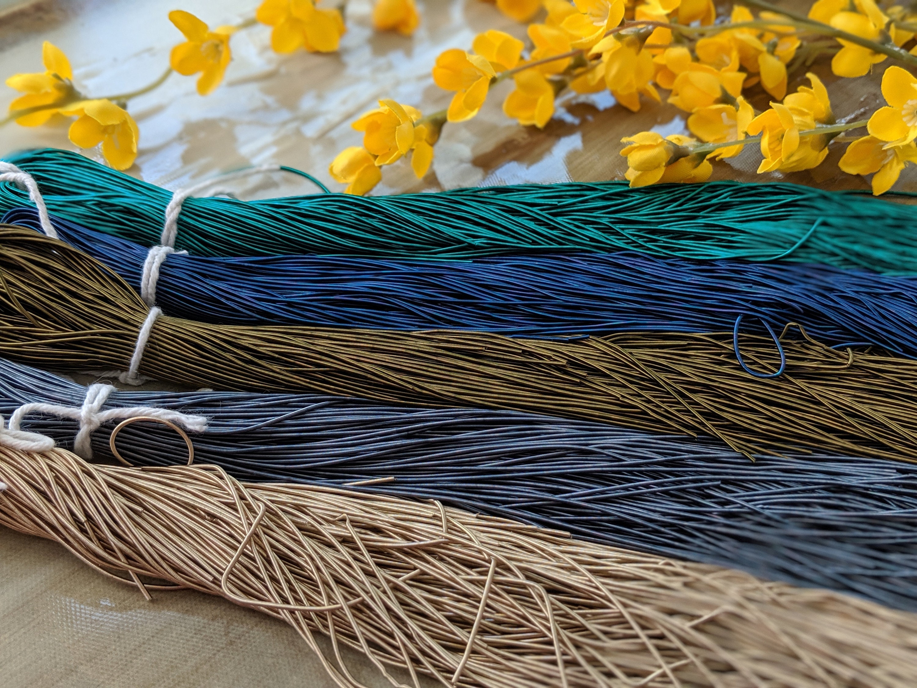 Matte Finish French Bullion Wire Purl in Blue Teal and Brown | Etsy