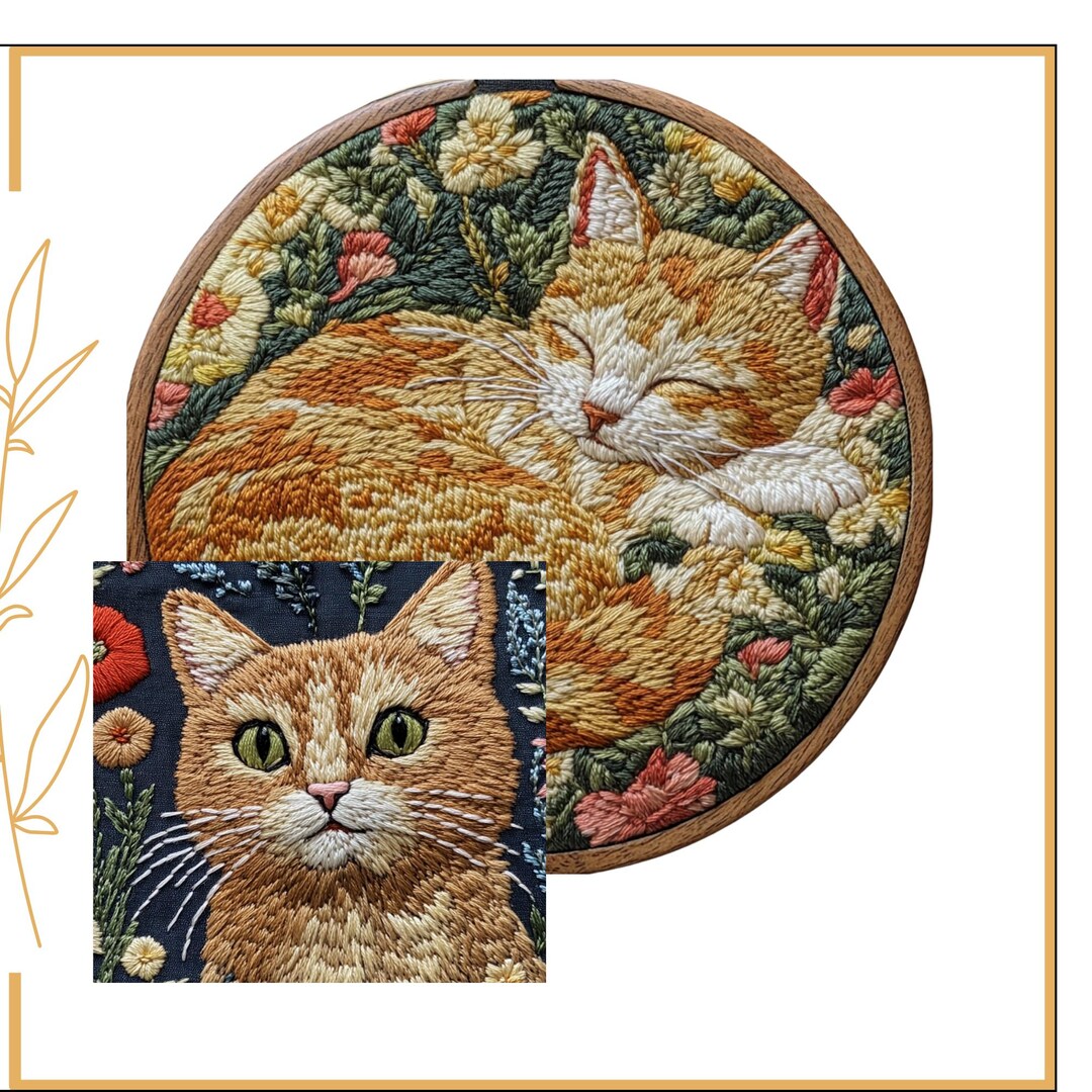 Cat Embroidery Pattern Stick and Stitch Paper - Cute DIY Craft for ...